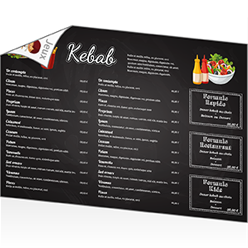 Menus et sets de tables restos grecs et turcs döner kebab