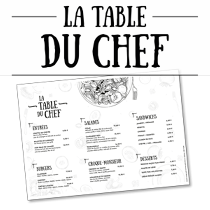 Menu journal - La table du chef