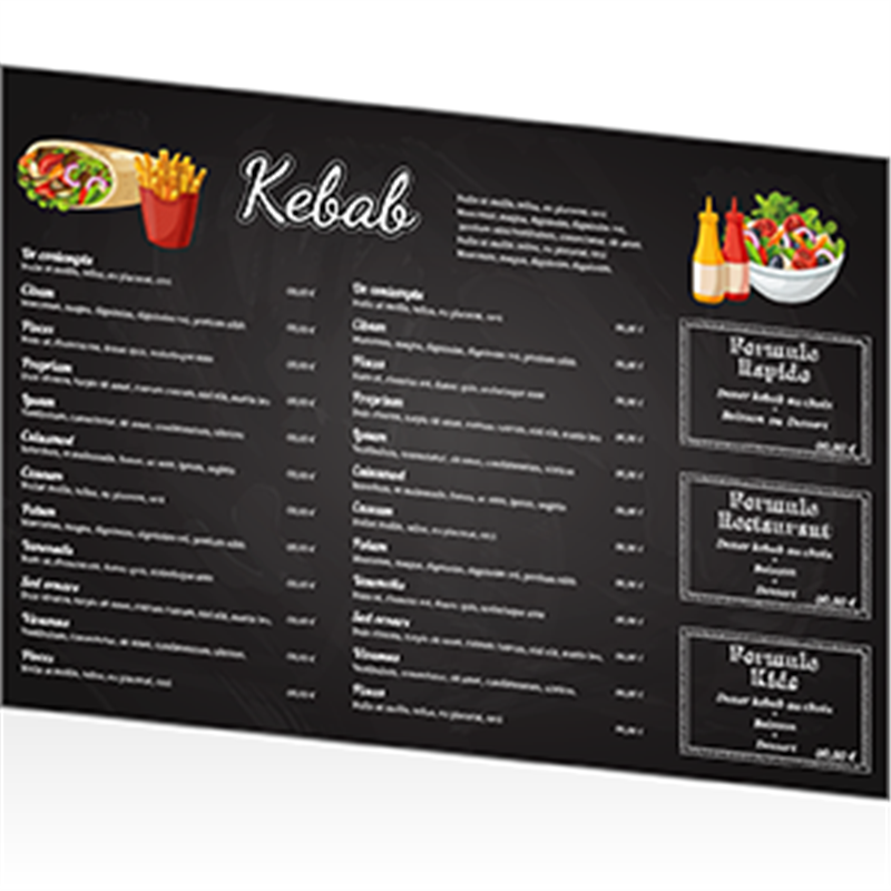 Menus et sets de tables restos grecs et turcs döner kebab