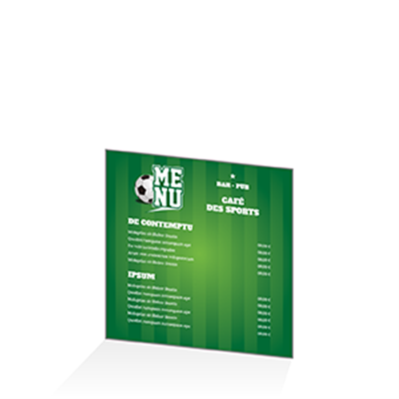 Menu pour café des sports, spéciale soirée ou passionnés de football